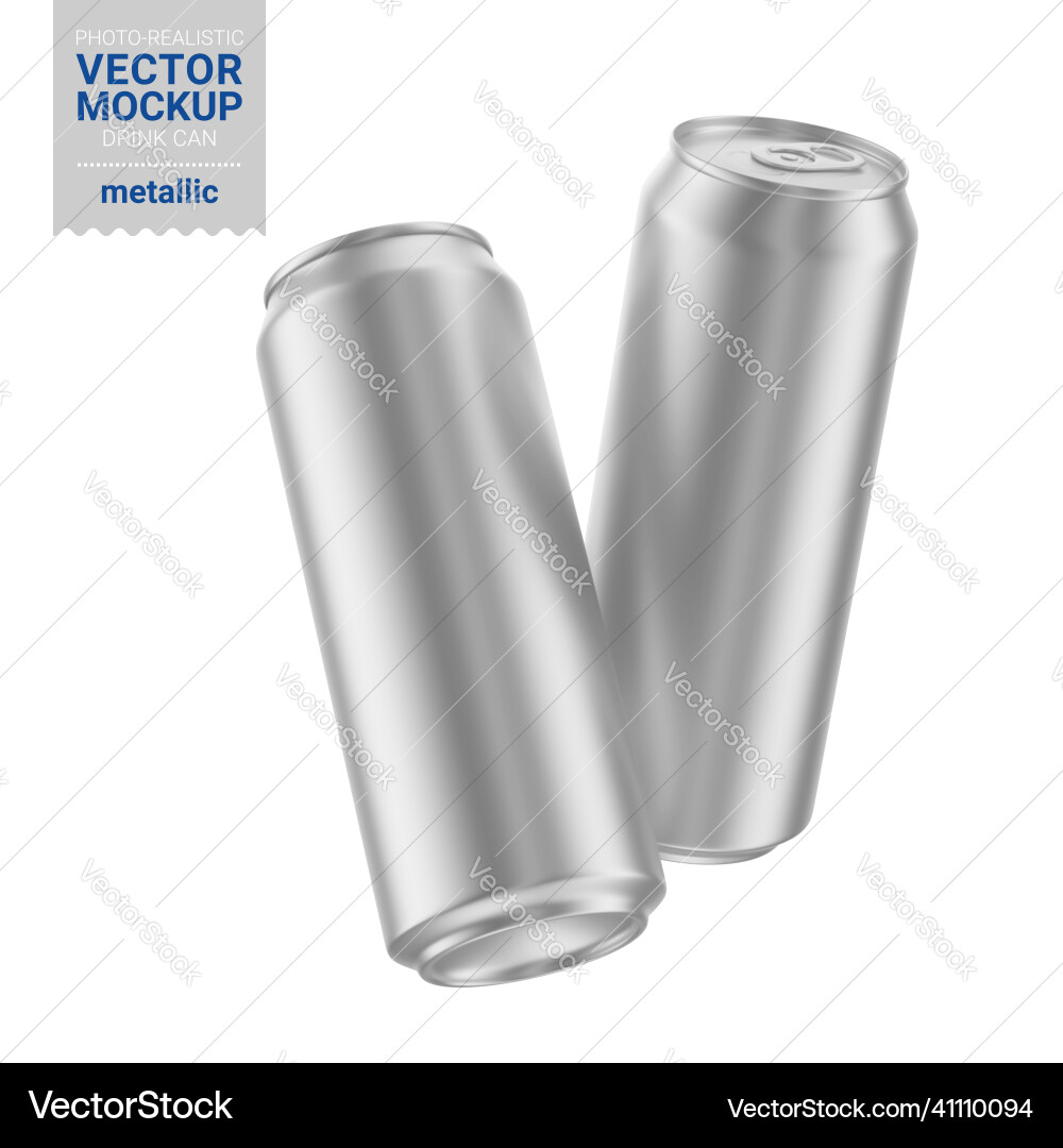 Two metallic drink cans mockup Royalty Free Vector Image