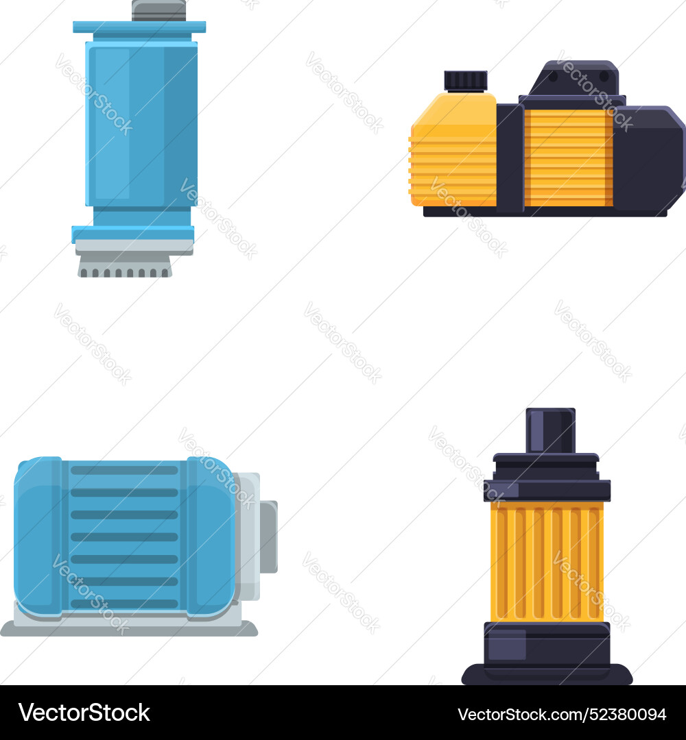 Water pump icons set cartoon Royalty Free Vector Image