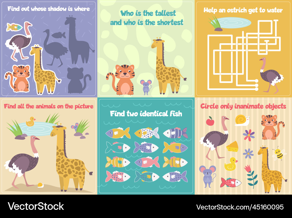 Activity pages set Royalty Free Vector Image - VectorStock