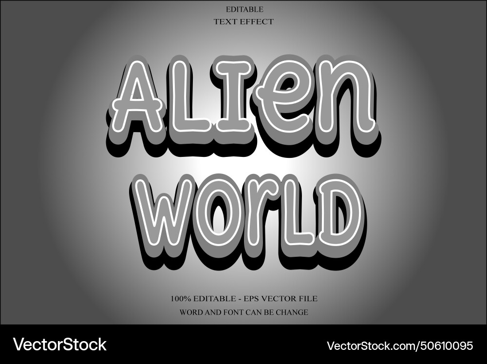 Alien world editable text effect Royalty Free Vector Image