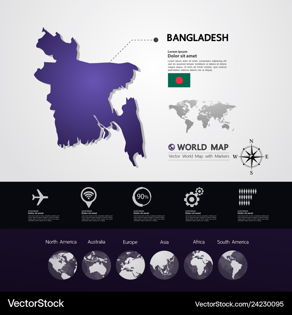Bangladesh map Royalty Free Vector Image - VectorStock