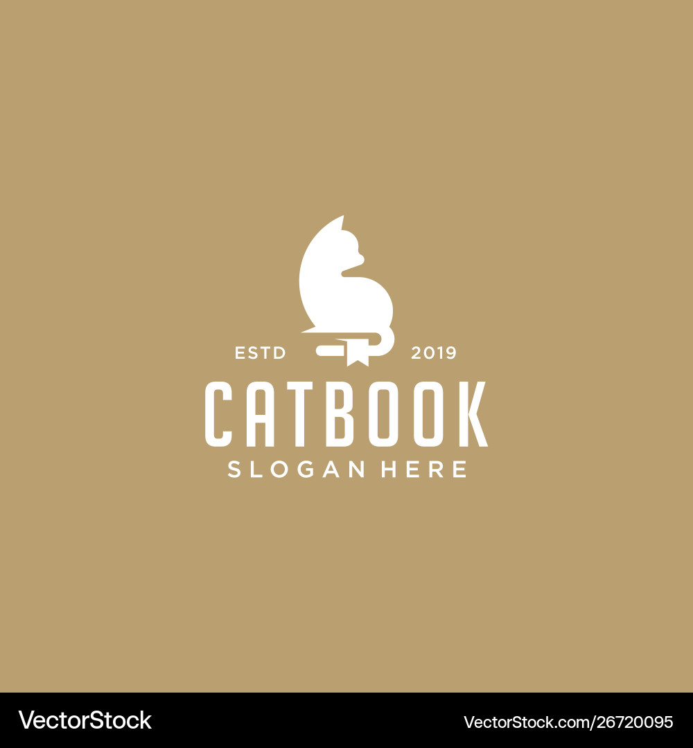 Cat book logo design download Royalty Free Vector Image