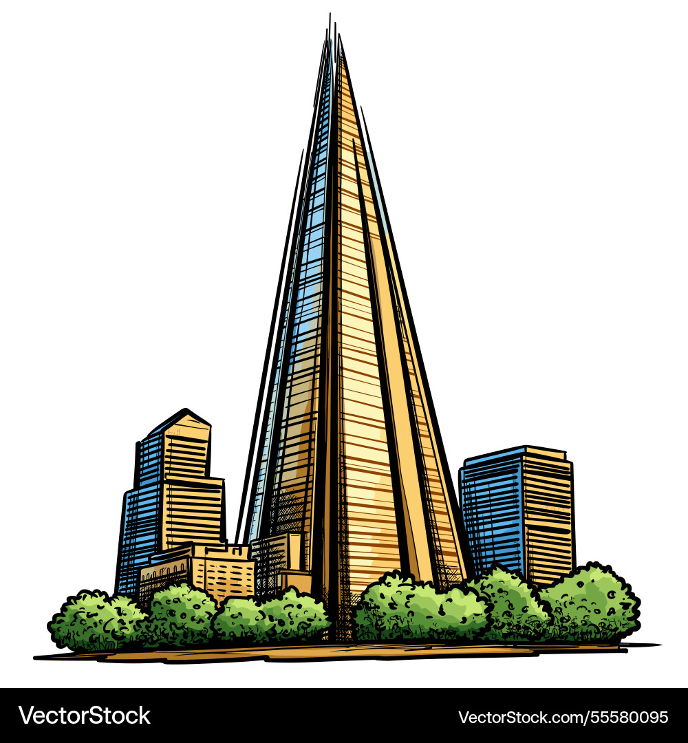Comic hand-drawn of the shard skyscraper Vector Image