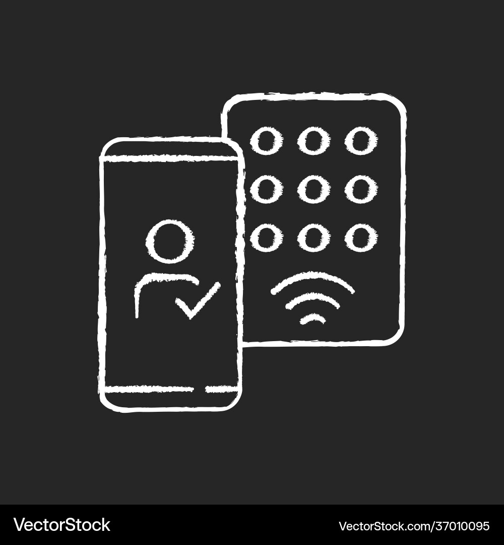 Detecting mobile credentials chalk white icon Vector Image