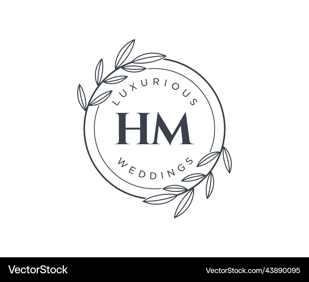 Hm initials letter wedding monogram logos Vector Image