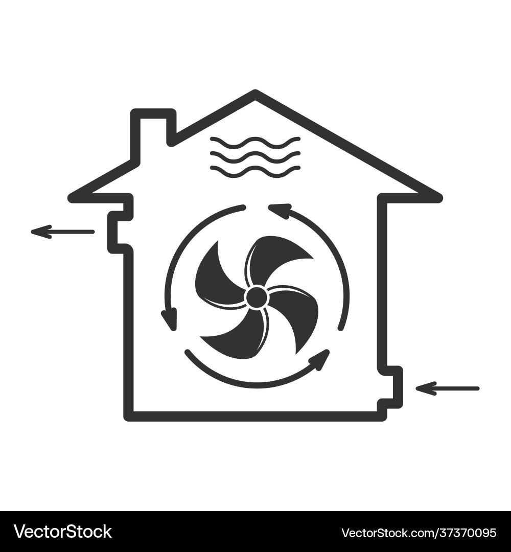 House forced ventilation system icon mechanical Vector Image