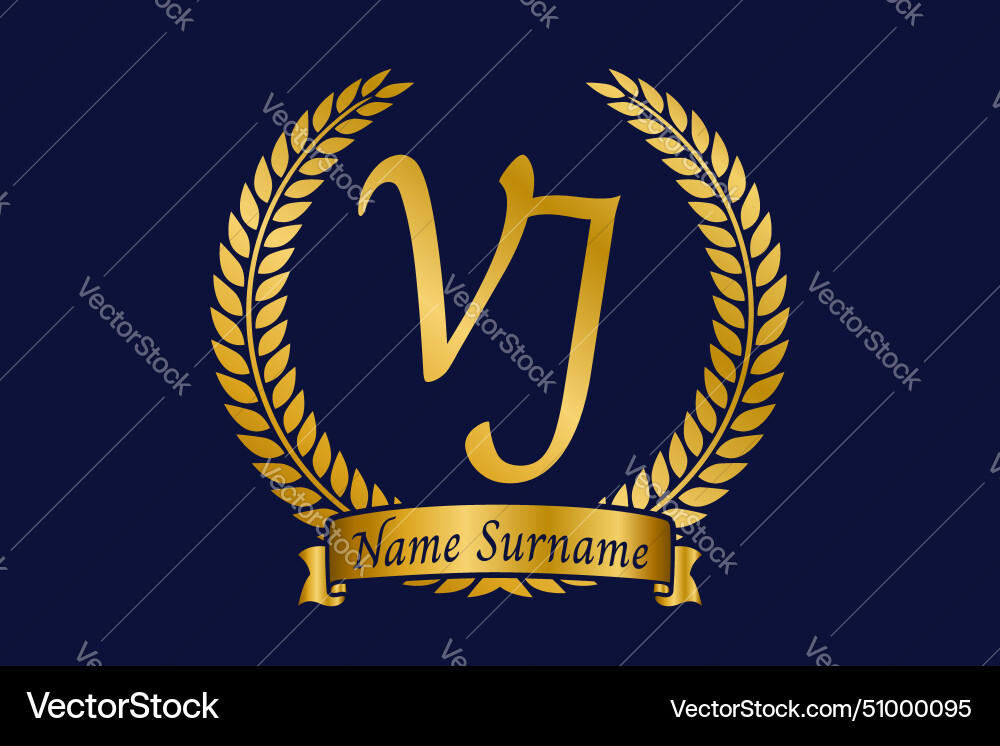 Initial letter v and j vj monogram logo design Vector Image