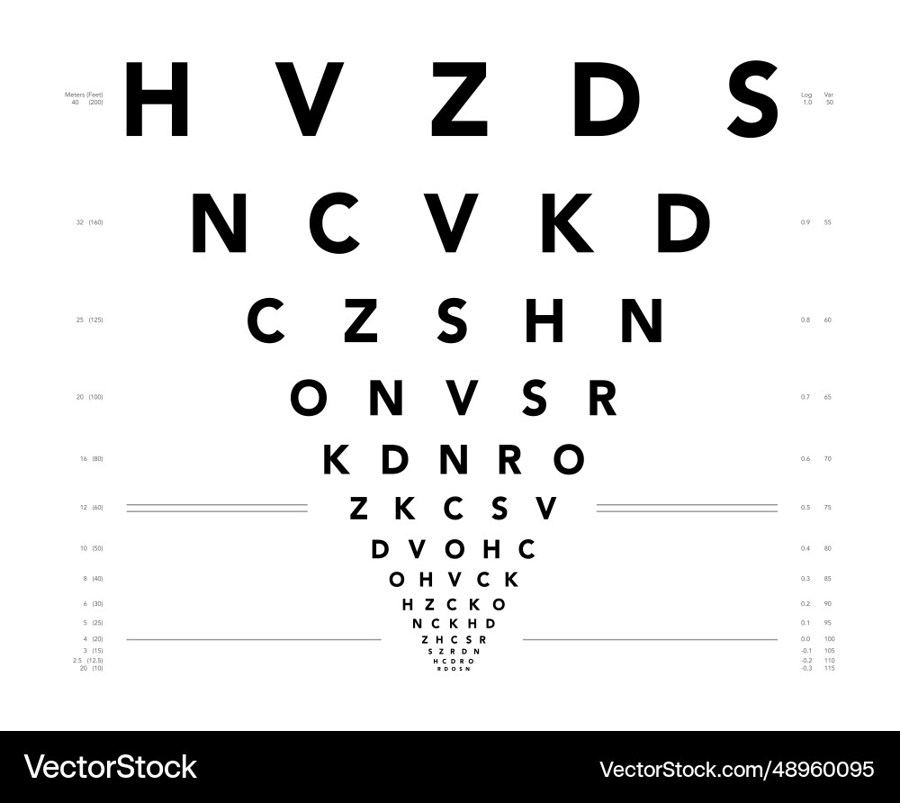 Logmar chart eye test medical Royalty Free Vector Image