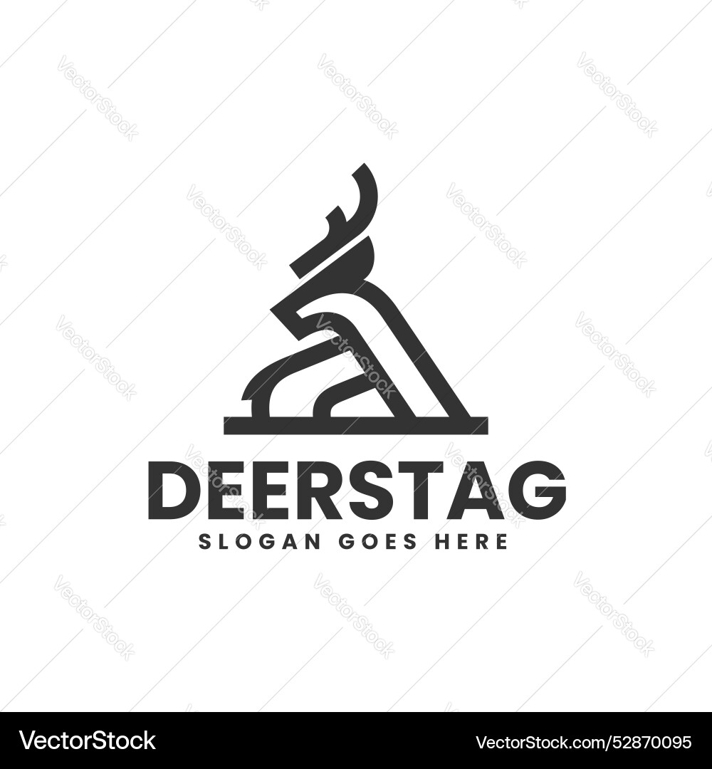 Logo deer stag line art style Royalty Free Vector Image