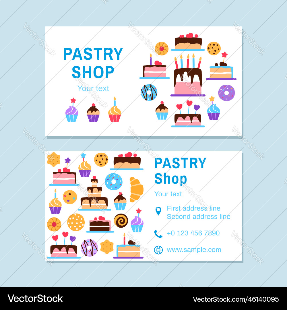 Pastry shop business card template Royalty Free Vector Image