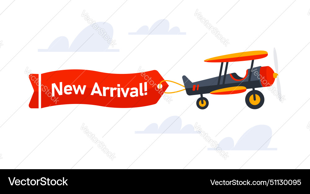 Retro styled plane with the ribbon attached Vector Image