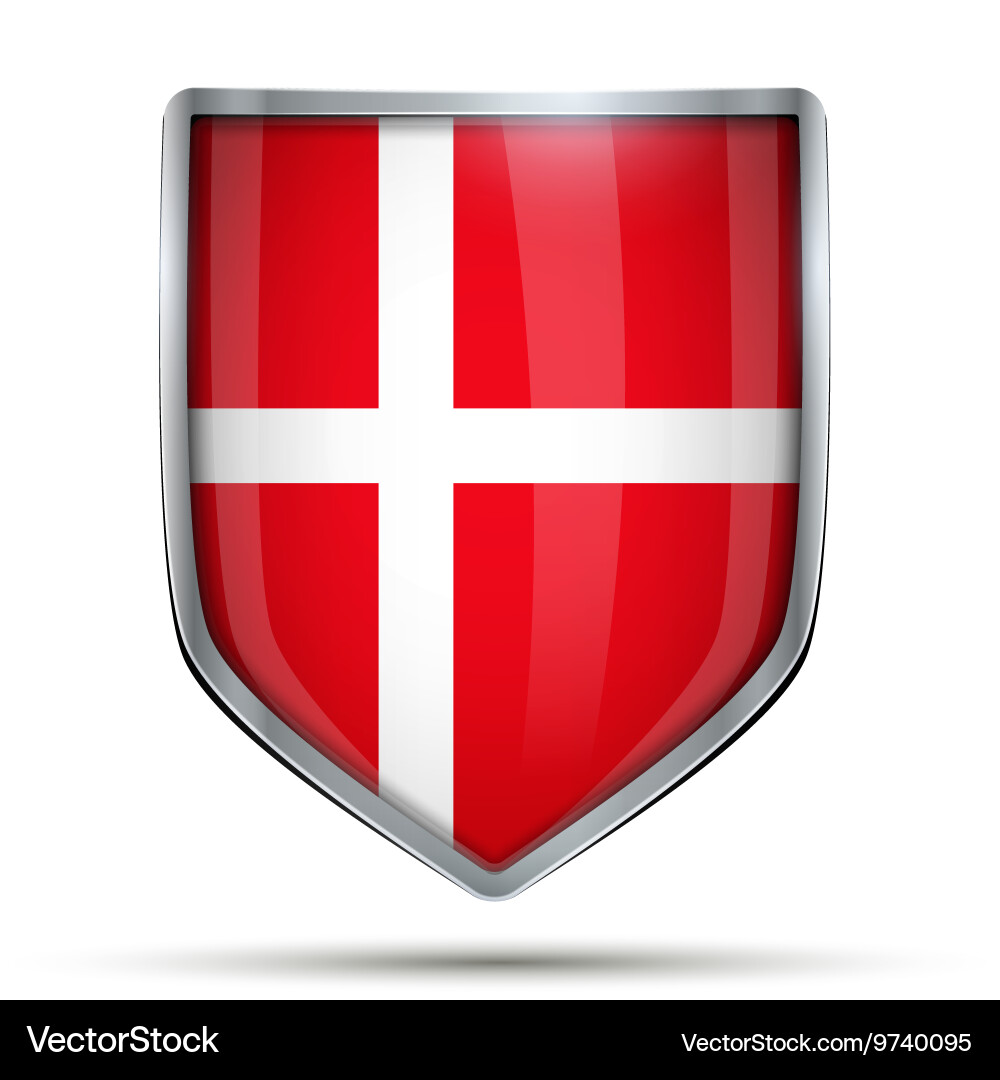 Shield with flag denmark Royalty Free Vector Image