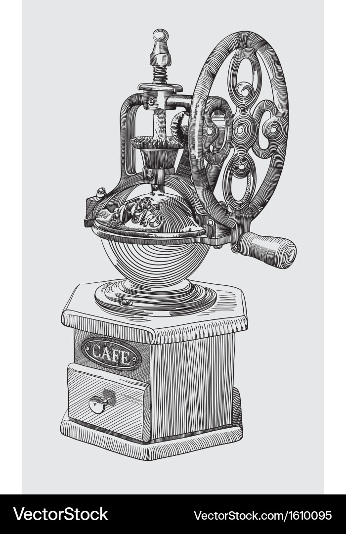 Sketch drawing of coffee grinder Royalty Free Vector Image