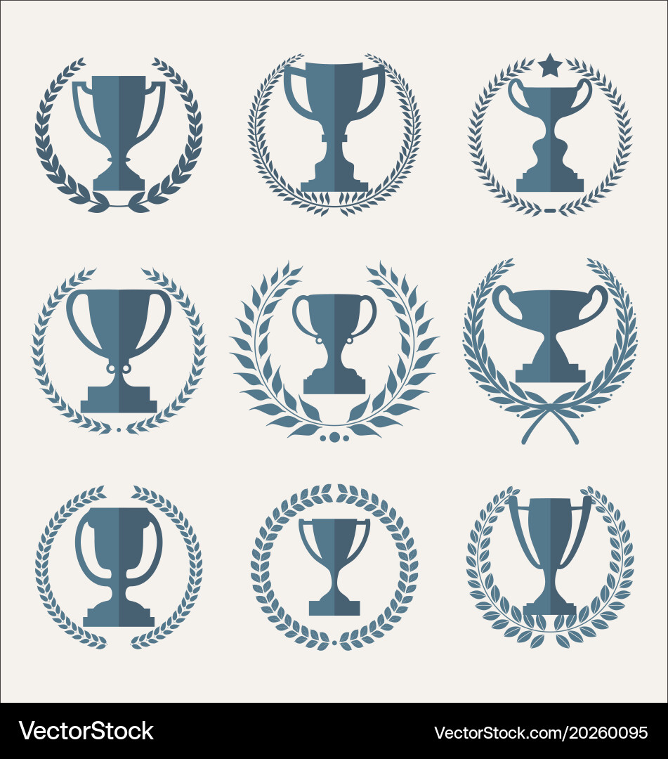 Trophy and awards retro vintage collection 3 Vector Image