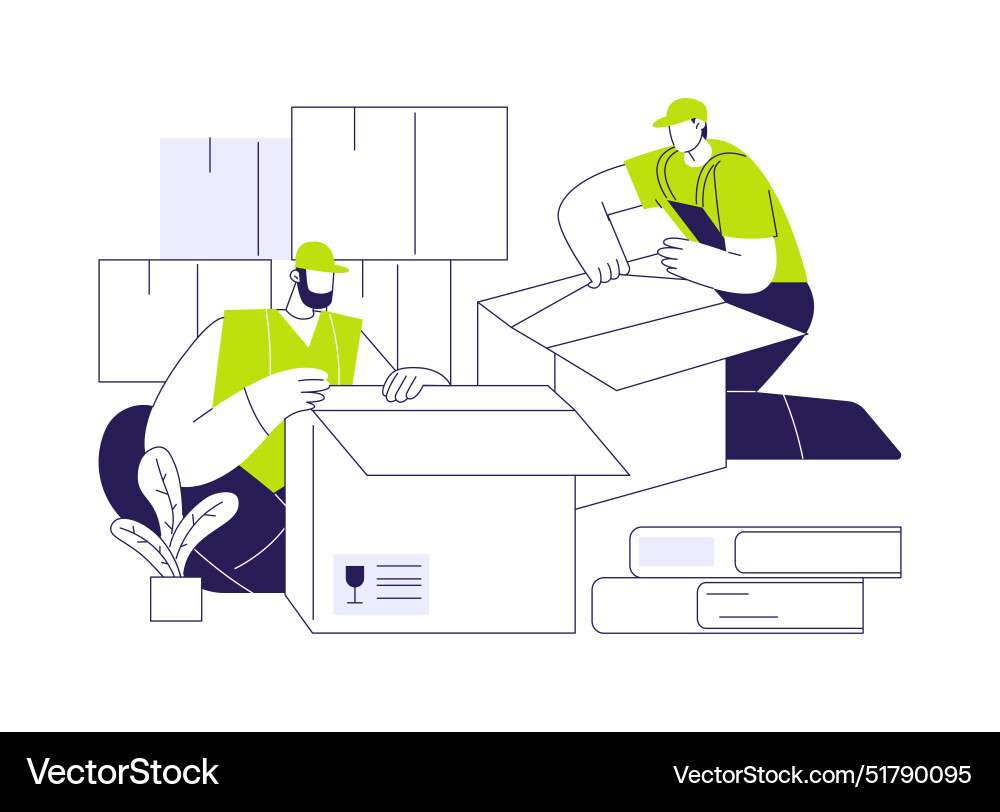 Unpacking belongings abstract concept Royalty Free Vector