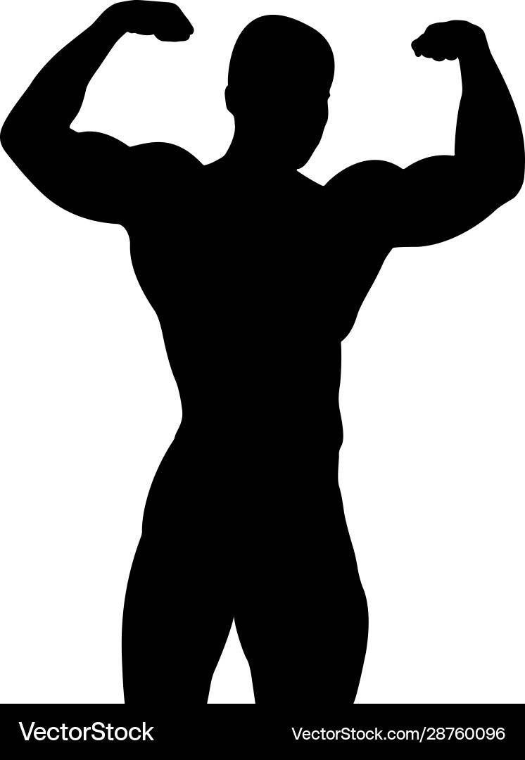 Athletic bodybuilder pose double biceps Royalty Free Vector