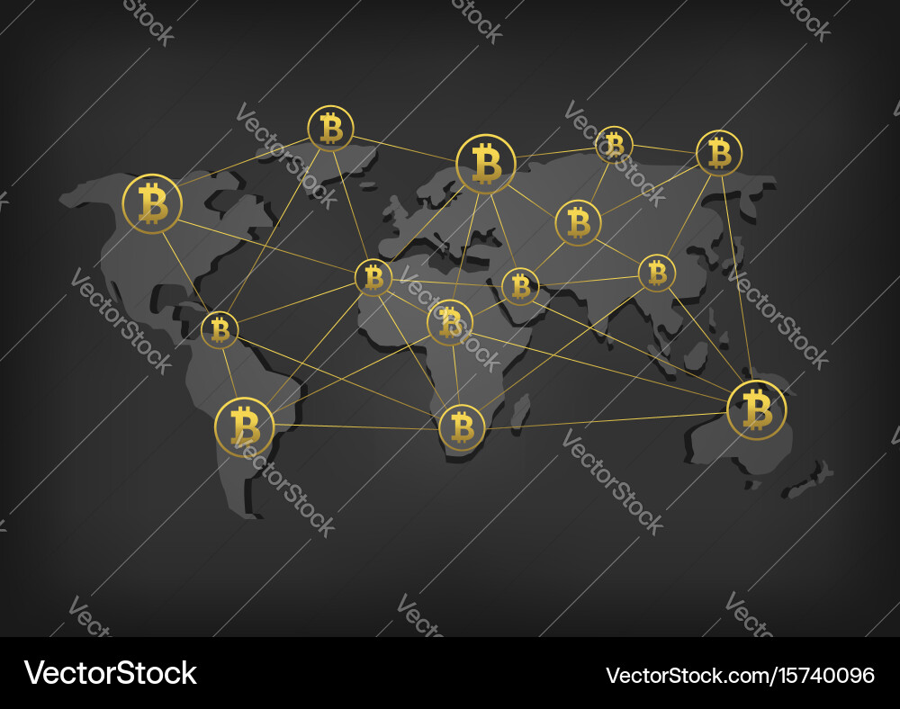 Bitcoin cryptocurrency digital payment system Vector Image