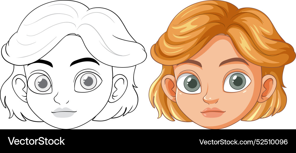 Colored and outlined student kid face Royalty Free Vector