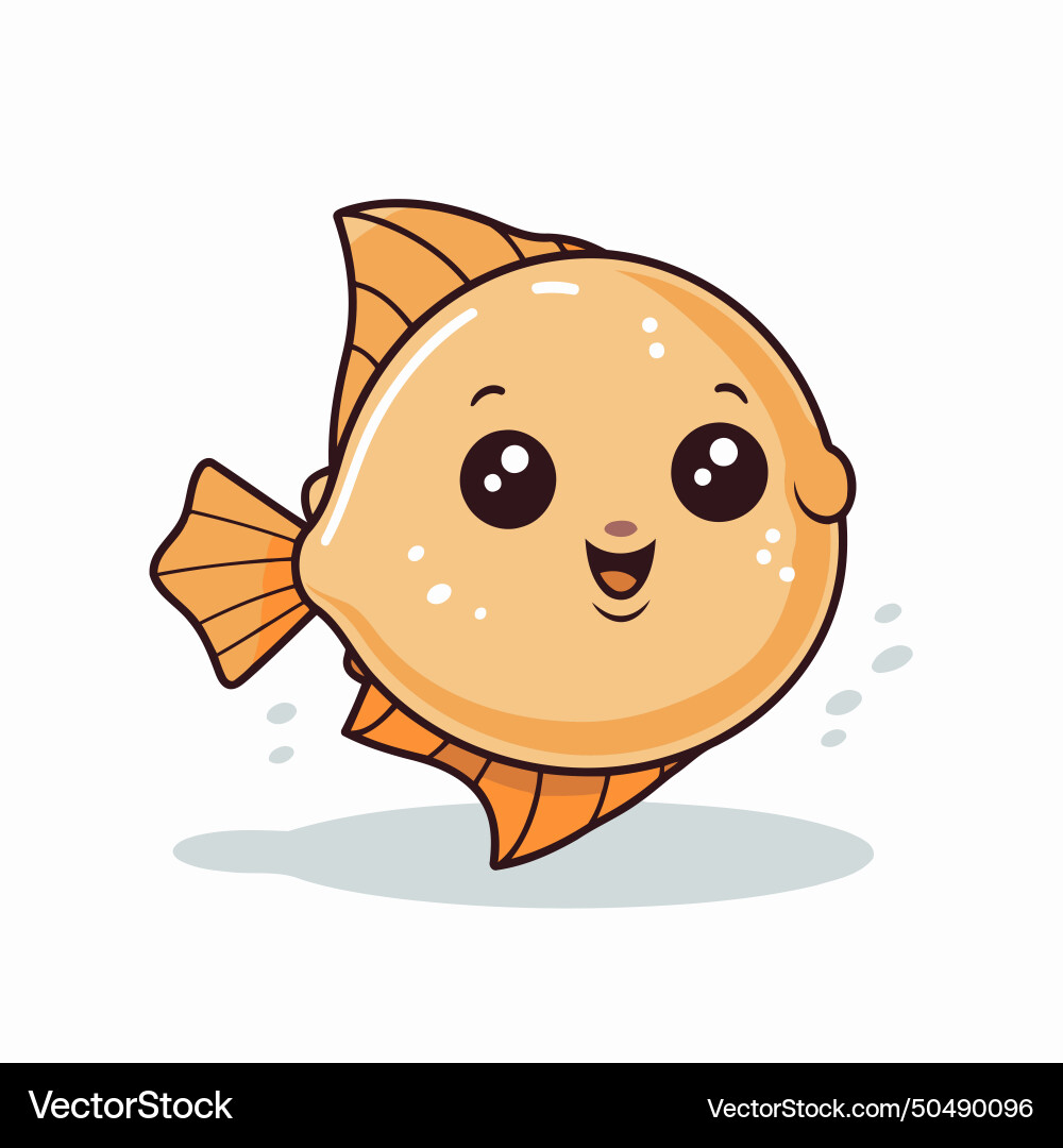 Cute kawaii fish character isolated on white Vector Image