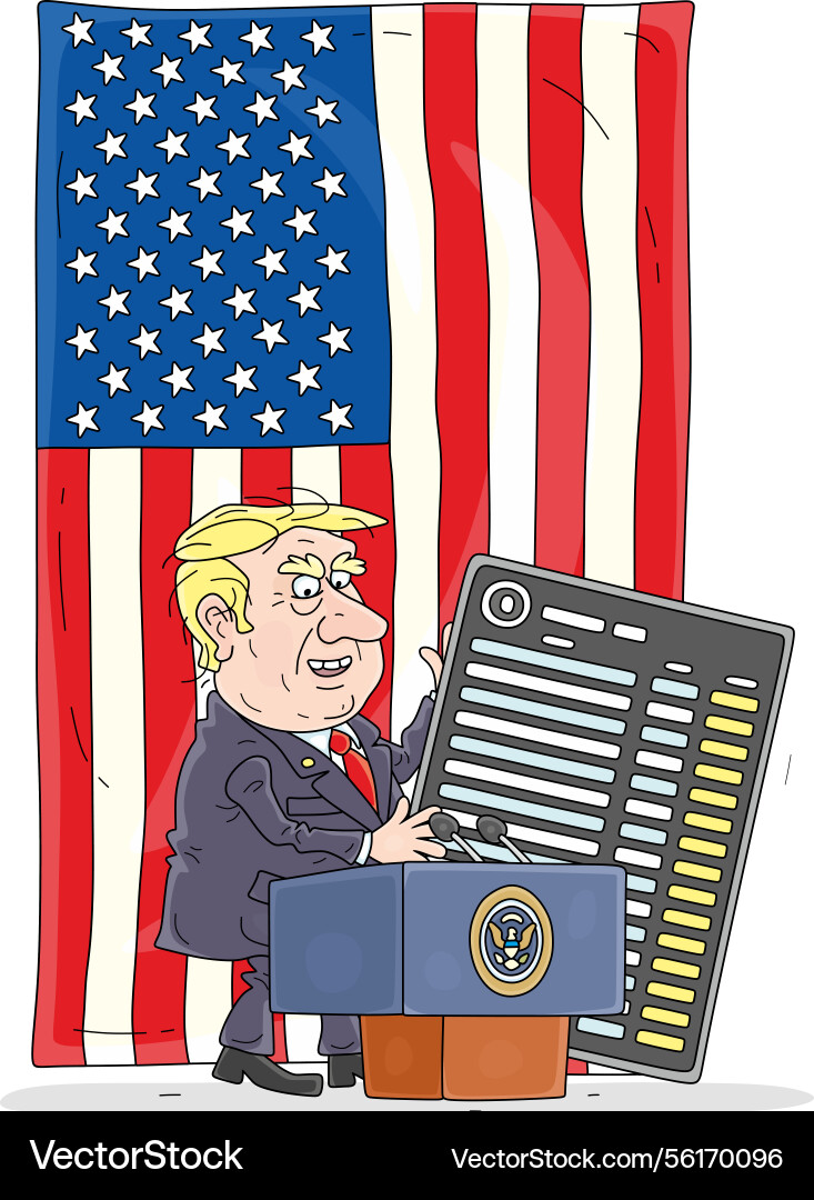 Donald trump with his new tariff chart Royalty Free Vector