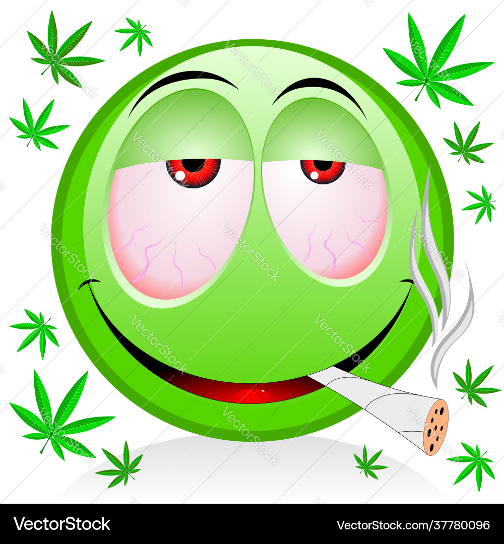 Emoji - smoking weed Royalty Free Vector Image