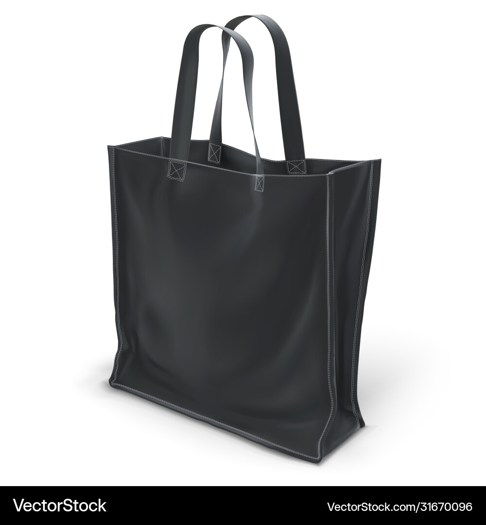 Empty black 3d eco bag isolated on white ba Vector Image