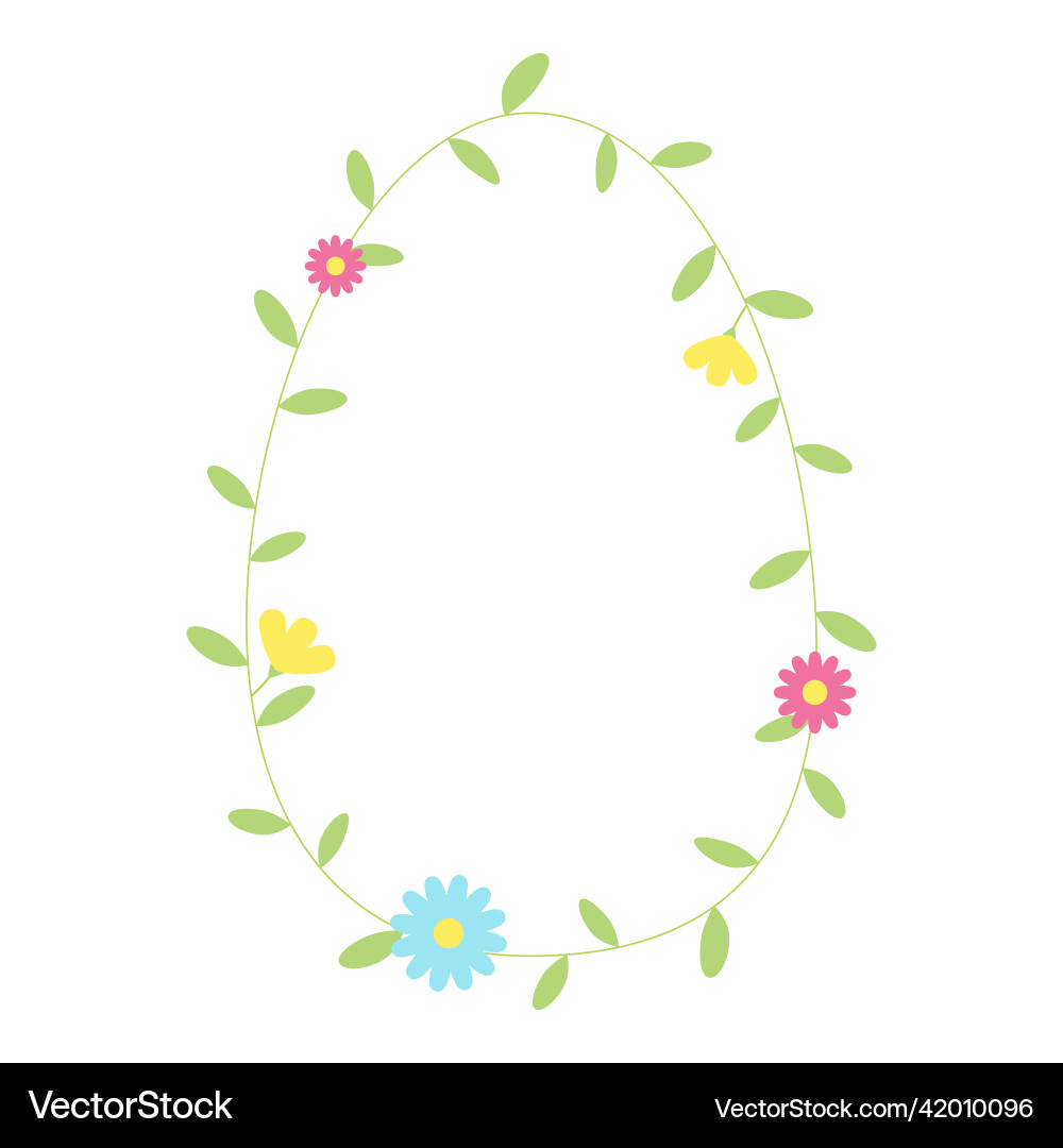 Flower border easter egg shaped frame holiday Vector Image