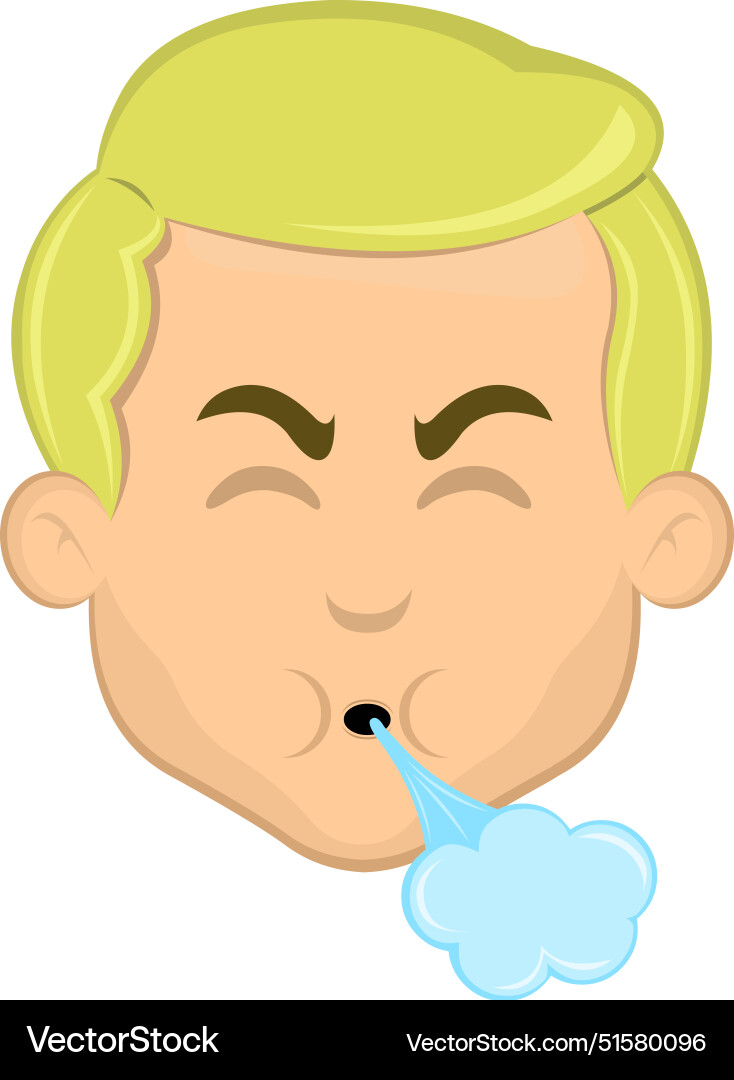 Head blond man blowing air Royalty Free Vector Image