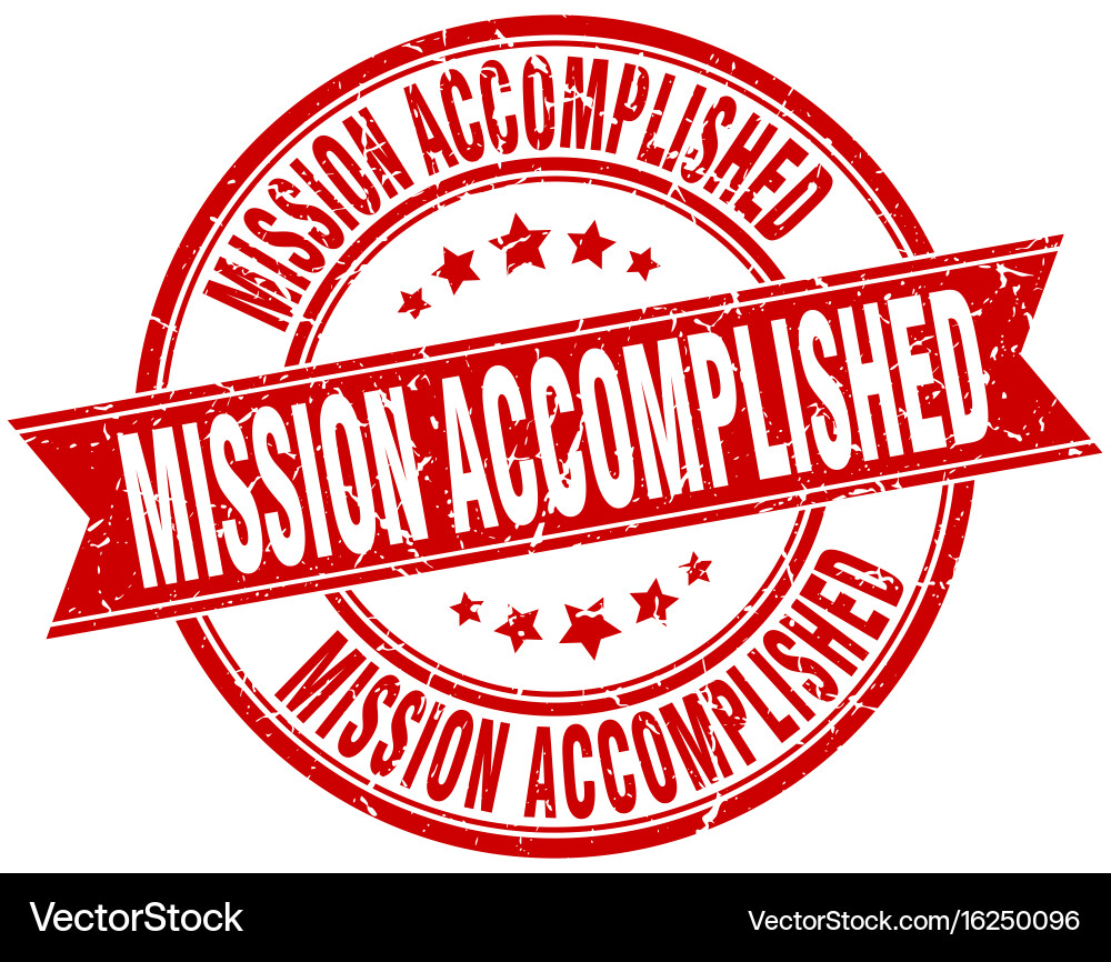 Mission accomplished round grunge ribbon stamp Vector Image