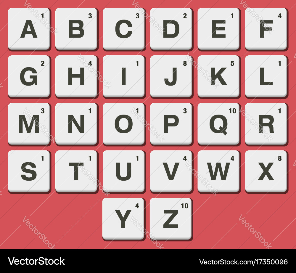 Plastic tiles alphabet Royalty Free Vector Image