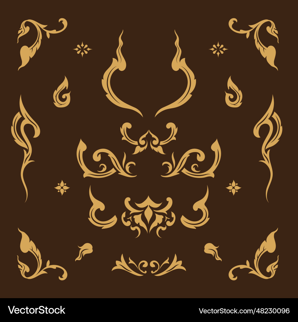 Set of contemporary thai art element Royalty Free Vector