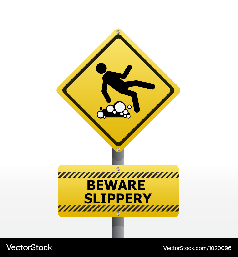 Sign beware slippery Royalty Free Vector Image