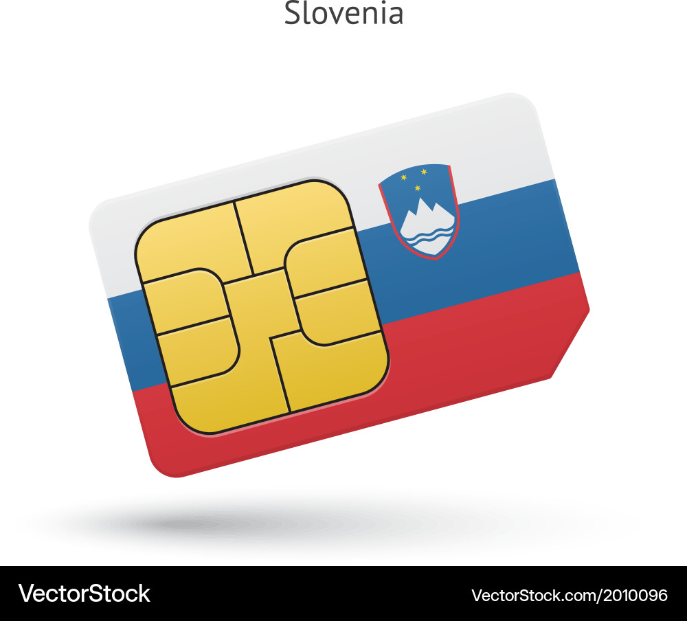 Slovenia mobile phone sim card with flag Vector Image