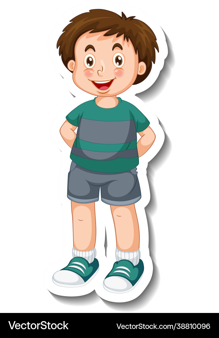Sticker template with a boy cartoon character Vector Image