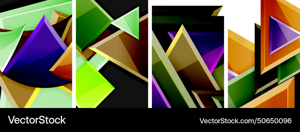 Triangle composition poster background set Vector Image