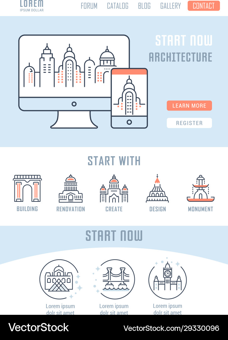 Website banner and landing page architecture Vector Image