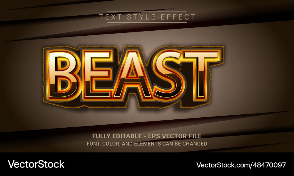 Beast text style effect editable graphic Vector Image
