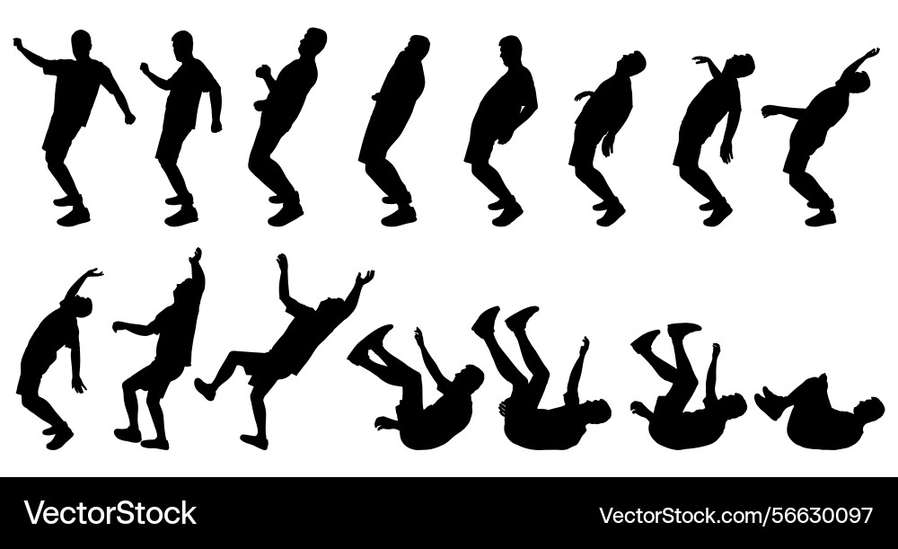 Bending and falling fallen man set Royalty Free Vector Image