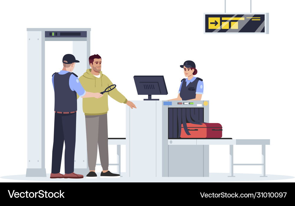 Check before boarding plane semi flat rgb color Vector Image