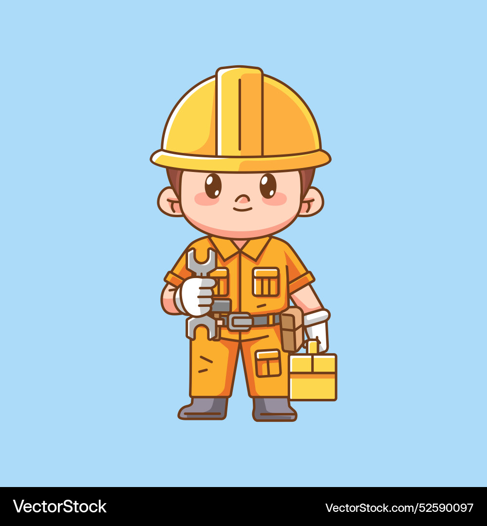 Cute engineer confident with tool at workshop Vector Image