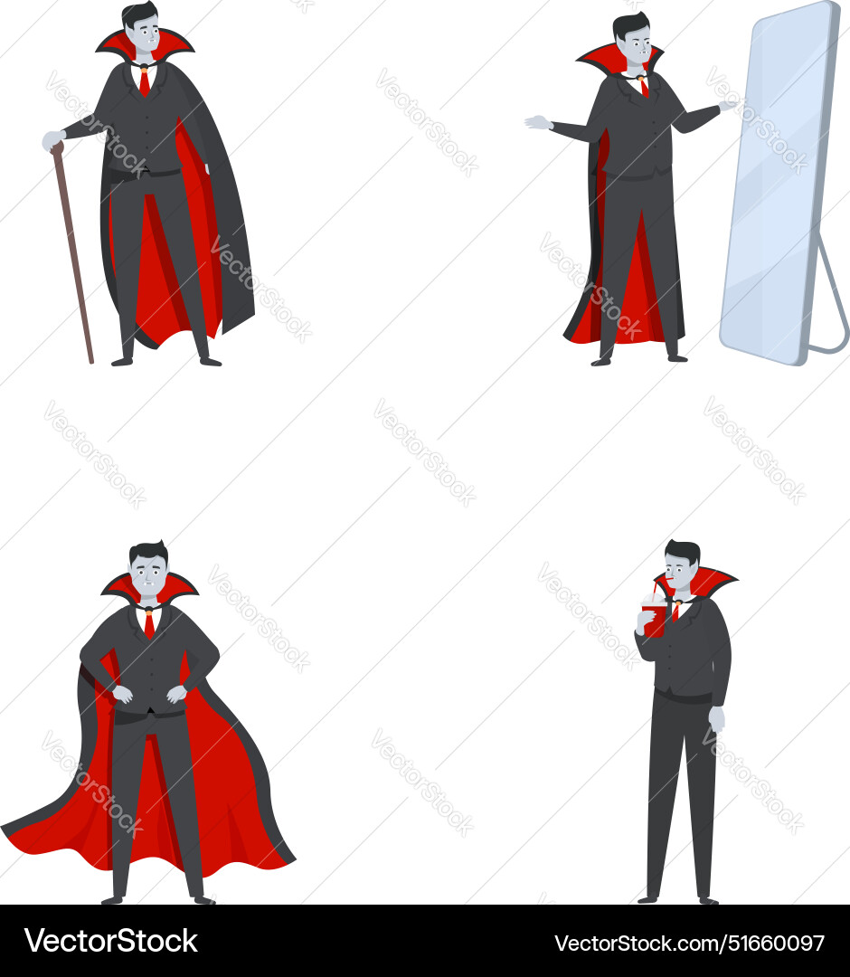 Diverse vampire character poses collection Vector Image