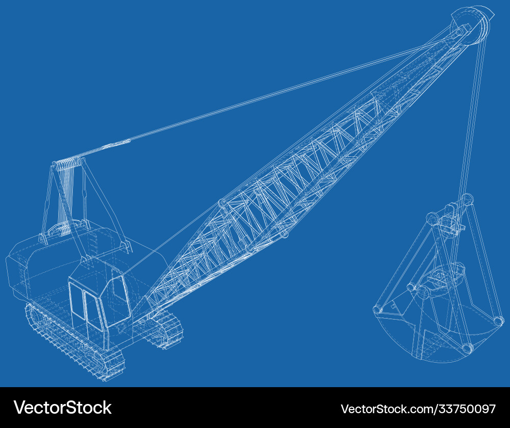 Dragline walking excavator rendering 3d Royalty Free Vector