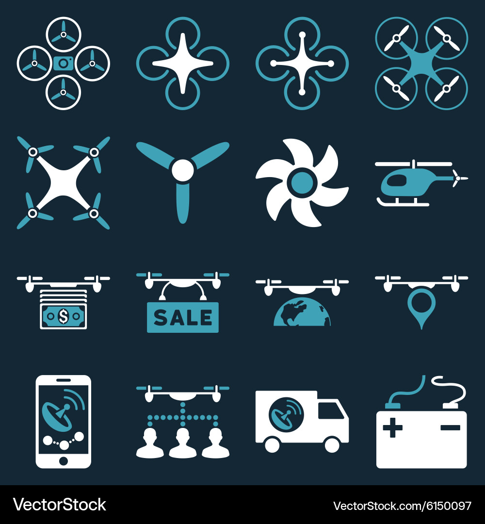 Drone service icon set Royalty Free Vector Image