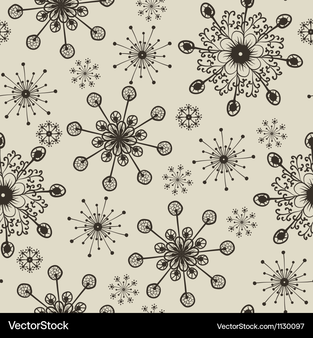 Hand zeichnen Schneeflocken nahtloses Muster Vektorbild