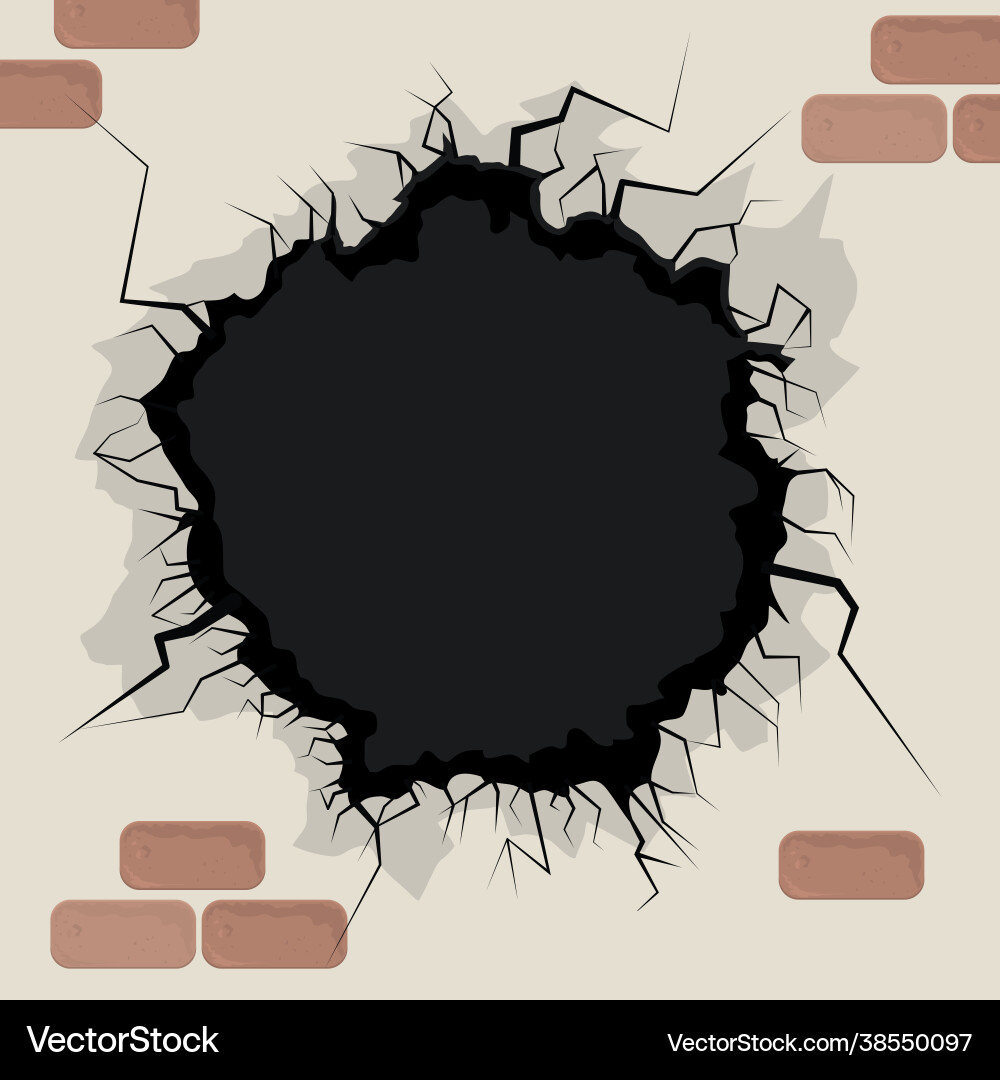 Hole wall and bricks Royalty Free Vector Image