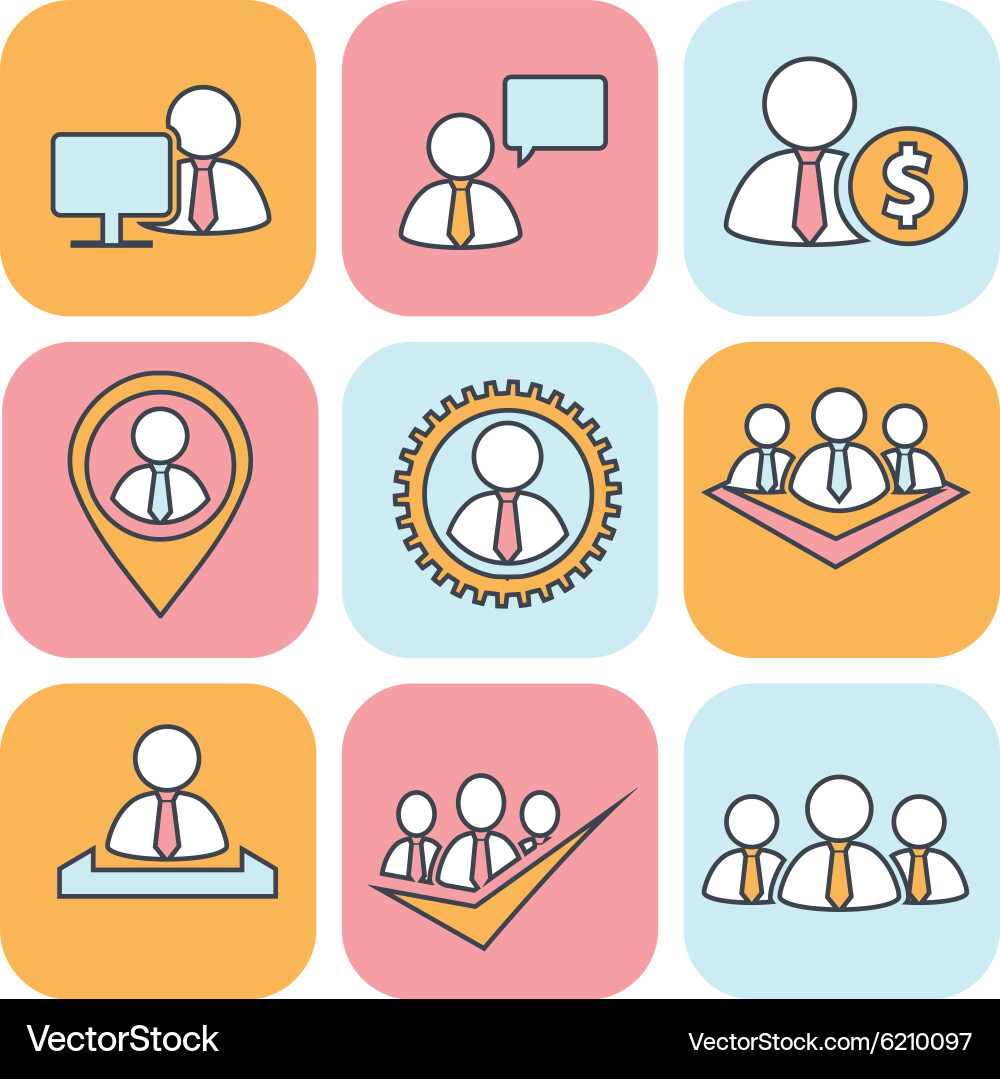 Human resources and management thin line icons set