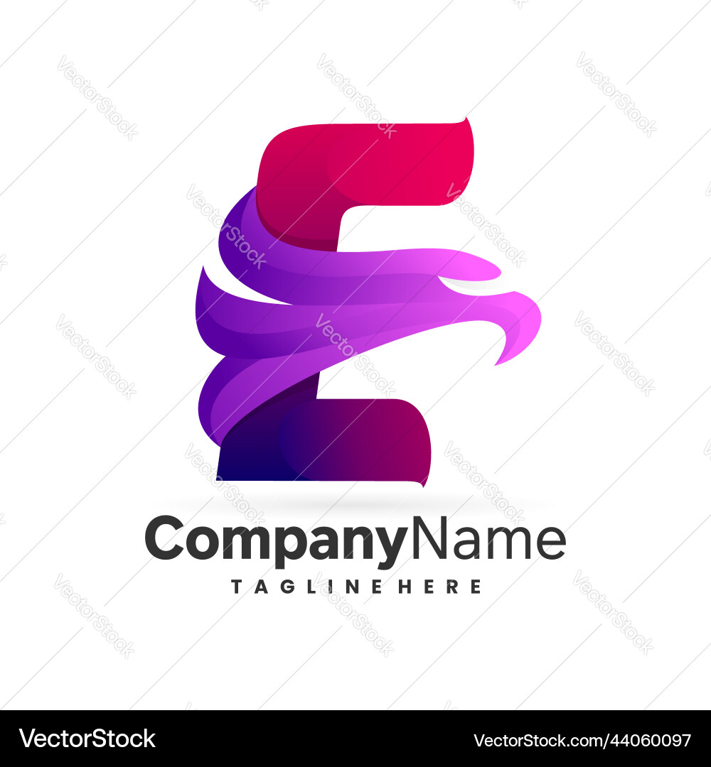 Letter e eagle logo design template Royalty Free Vector
