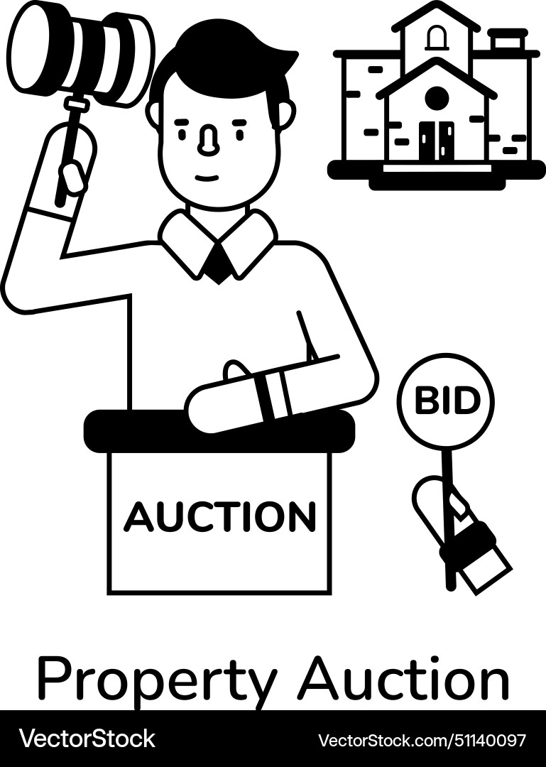 Property auction Royalty Free Vector Image - VectorStock