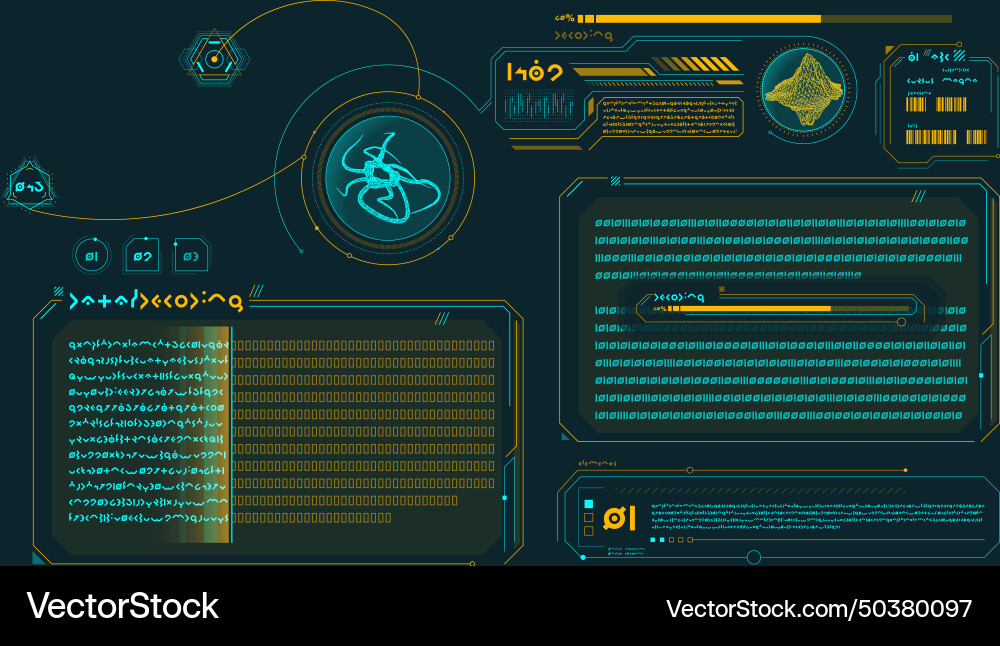 Sci-fi medical research program interface Vector Image