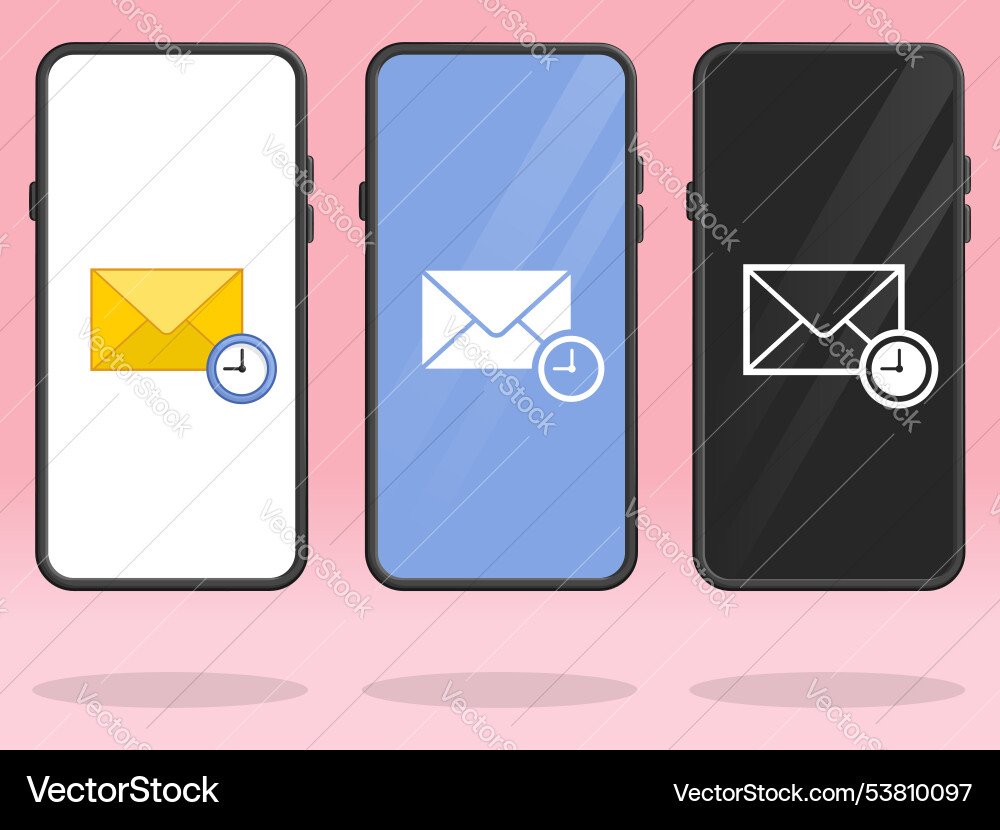 Smartphone email clock symbol timed mail Vector Image